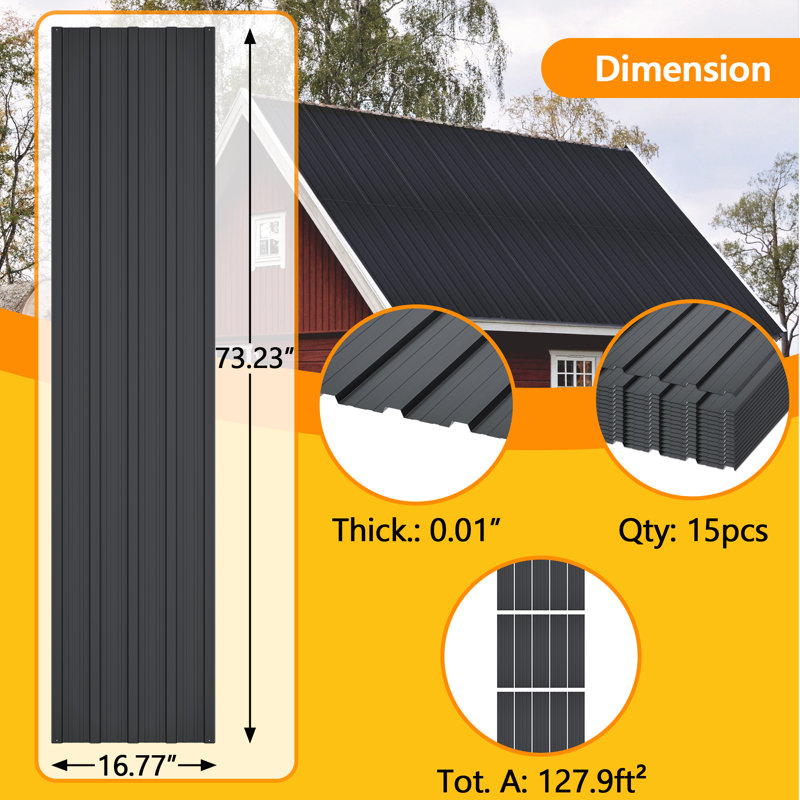 Thanaddo 15X Roof Panels Galvanized Steel Hardware Roofing Sheets | Wayfair